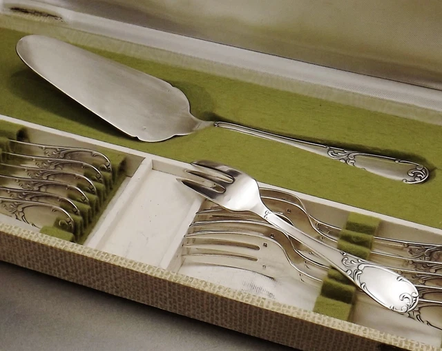 FRANCOIS FRIONNET SERVICE A Dessert Louis Xv 12+1 Pieces Metal Argente ...