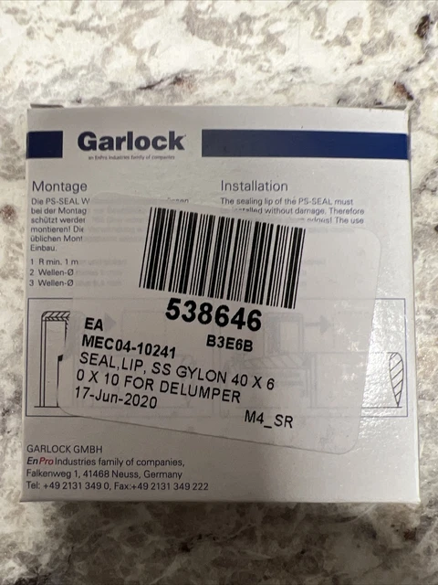 GARLOCK PS-SEAL MEC04-10241 Seal Blue Gatlinburg Reverse Lip 40mm X 60mm X 10mm £8.99 - PicClick UK