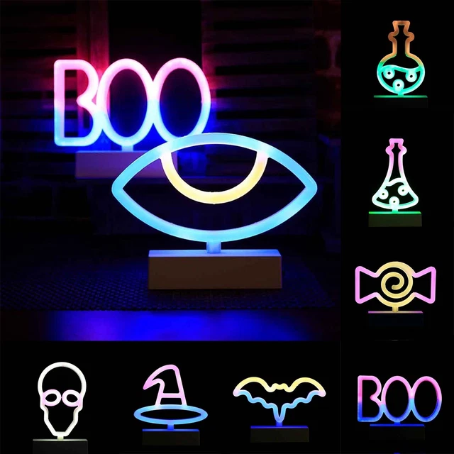 HALLOWEEN LED NEON Sign Light USB/Battery Bedside Table Night Lamp ...