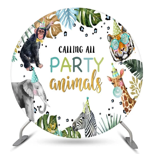 CALLING ALL ANIMALS Monstera Birthday Round Backdrop $36.09 - PicClick AU