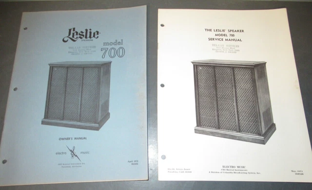 ORIGINAL LESLIE MODEL 700 Speaker Service Owner's Manual $25.00 - PicClick