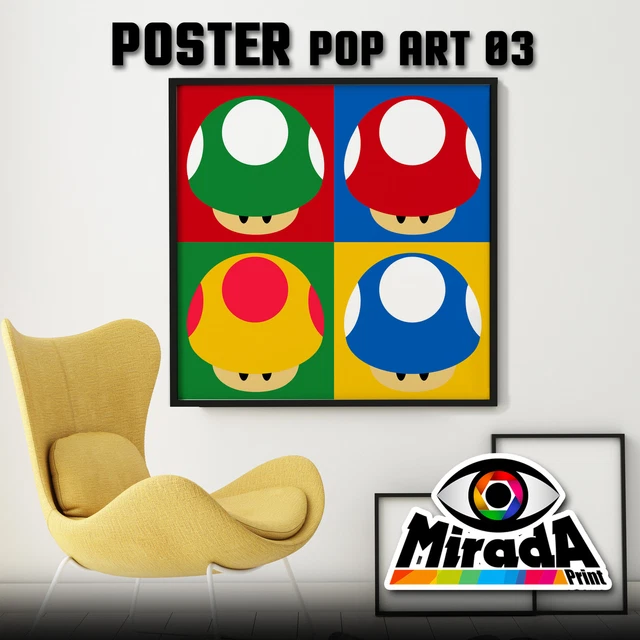 POP ART POSTER Super Mario Pilze Farben Spiel Videospiel Spass EUR 16 ...