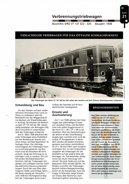BAUREIHE: DRG SVT 137 322-325, Zittauer Schmalspurnetz - Datenblatt EUR ...