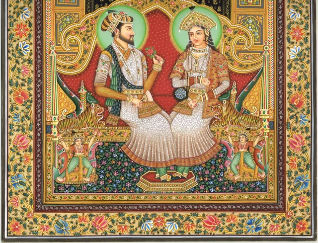 PORTRAIT PAINTING OF Mughal Emperor Shahjahan And Empress Mumtaz 15x20 ...