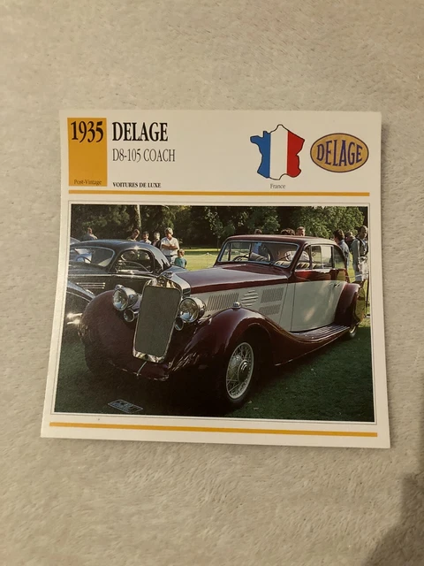CARTE FICHE AUTO Delage D8 105 Coach 1935 EUR 2,50 - PicClick FR