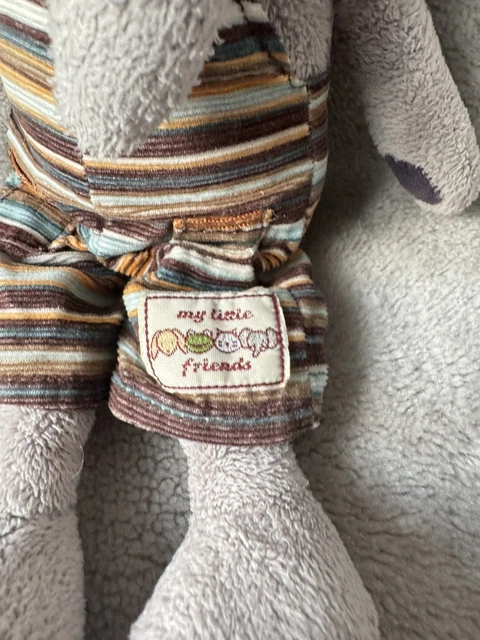 RETIRED JELLYCAT MY Little Friends Elephant Striped Dungarees Grey ...