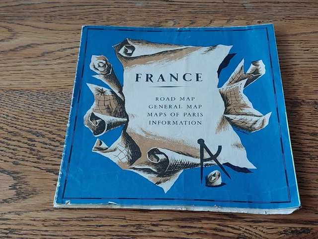 VINTAGE FRANCE FOLD Out Road Map, General Map, Paris Map, Tourist Map ...