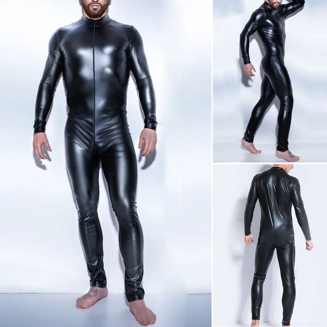 COMBINAISON HOMME EN cuir PVC-noir hermétique zippée look humide ...