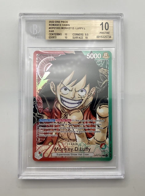 BGS 10 - Monkey D Luffy Alt Art Leader OP01-003 - Pre Errata - One Piece TCG £595.00 - PicClick UK