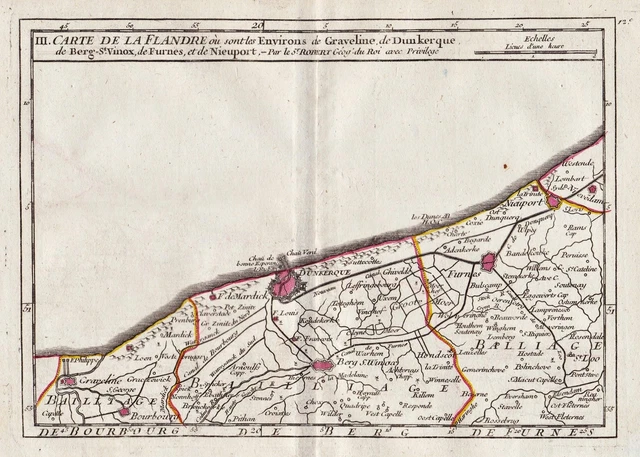 DUNKERQUE NIEUWPOORT GRAVELINES Veurne Flandre Carte Map Robert De ...