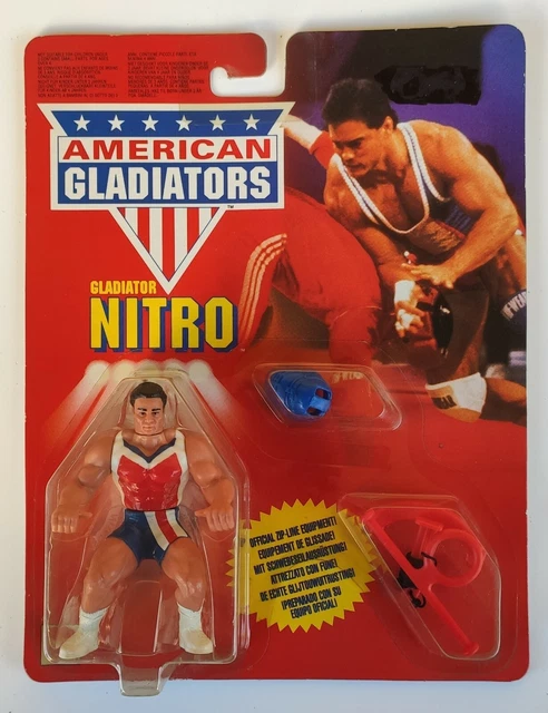AMERICAN GLADIATORS NITRO New Vintage Moc 1991 Mattel Zip-Line Fune N ...
