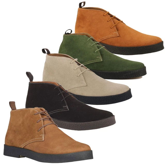 MADCAP MENS MOD RETRO 60s 70s SUEDE CHUKKA Boots Desert Faux Crepe ...