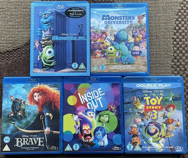 DISNEY PIXAR BLURAY 5 DVD Bundle Monsters Inc & Uni Brave Inside Out ...