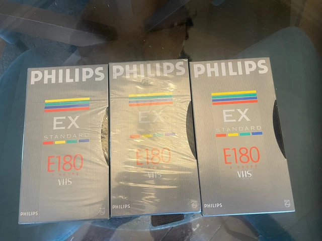 PHILLIPS E-180 EX Standard Blank VHS Tapes X3 Pack Rare Vintage £15.00 ...