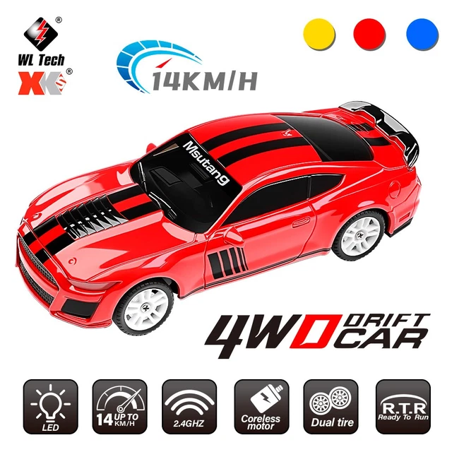 RED WLTOYS K4308 1/43 RC Mini Drift Car 4WD Led Light Carry box RTR ...