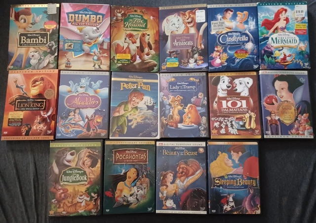 LOT OF 16 Walt Disney Animated DVD Classics, Dumbo, Lion King, Aladdin ...