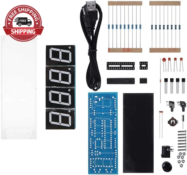 4 DIGIT DIY LED Digital Clock Kit, LED Electronic Clock with Time ...