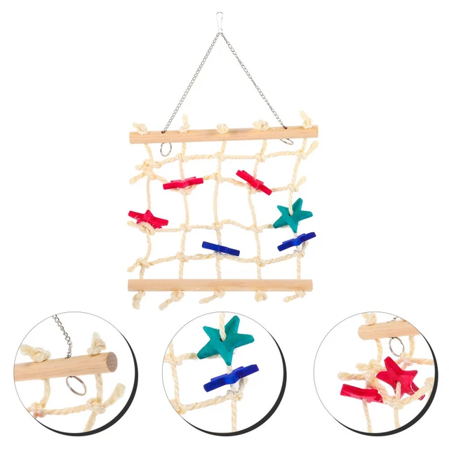 BIRD CLIMBING NET Parrot Swing Net Hanging Cage Perch Chew Toy Parrot ...