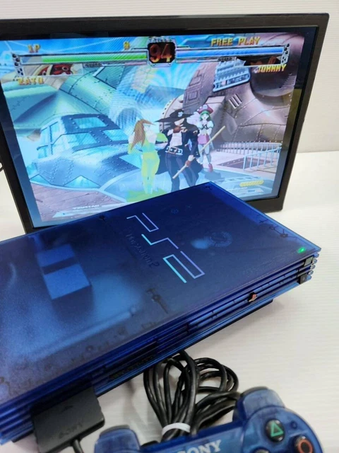SONY PLAYSTATION2 RARE Color Ocean Blue Console PS2 SCPH-37000 Used ...