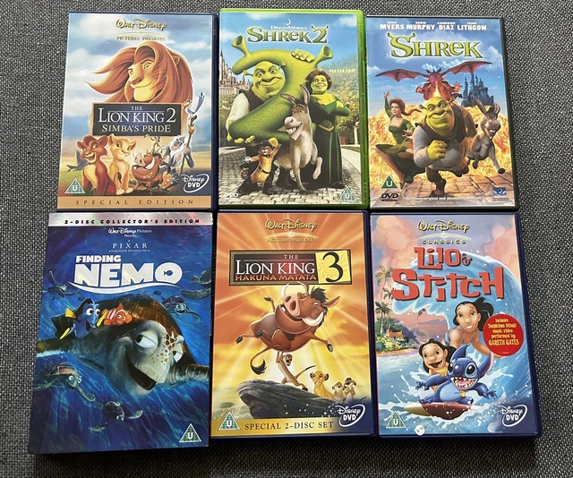 6 DVD’S FINDING Nemo Collectors Edition, Lion King x2, Lillo & Stitch ...