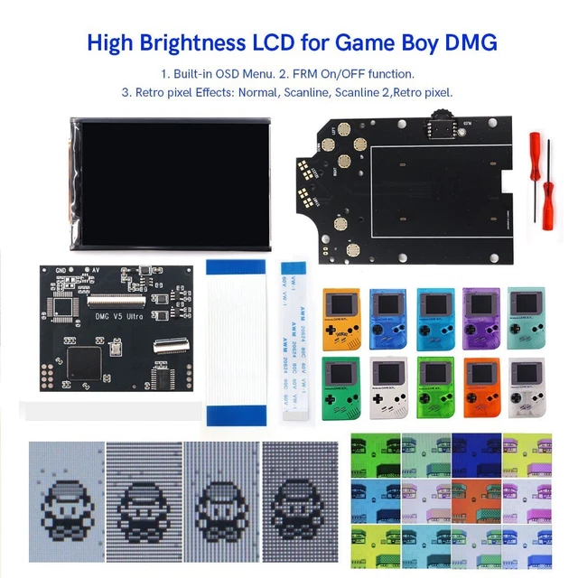 GB DMG V5 Pro OSD Menu Full Size RIPS Backlight LCD For GameBoy DMG ...