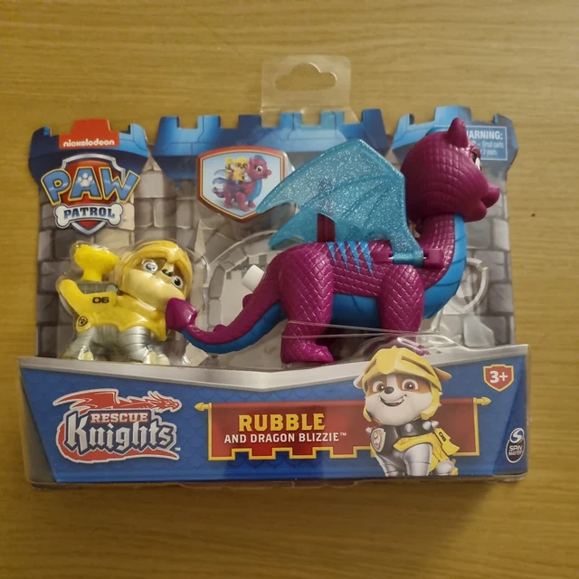 PAW PATROL, RESCUE Knights Rubble and Dragon Blizzie Action Figures Set ...