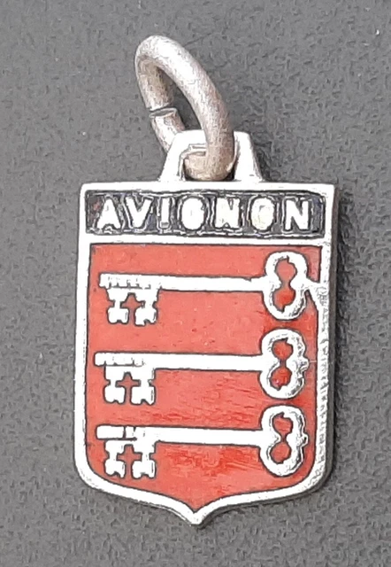INSIGNE ÉMAIL AVIGNON 1960s Pendentif miniature Blason Héraldique ORIGINAL EUR 6,99 - PicClick FR