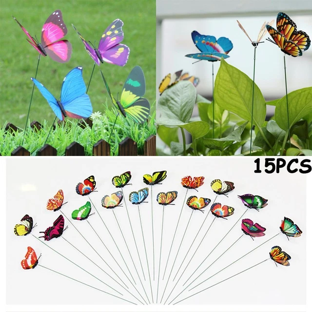 COLOR GARDEN DECORATION Fake Butterflies Artificial Butterfly with Rods ...