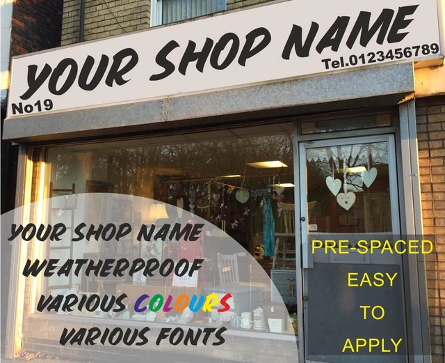 CUSTOM FASCIA SIGN Vinyl Graphics Business Name Lettering Self Adhesive ...
