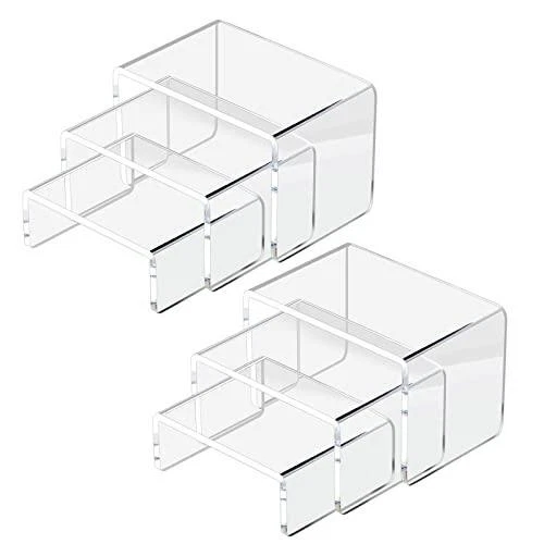 NIUBEE ACRYLIC DISPLAY Risers Stand 2 Sets,3 Steps Clear Riser Shelf ...