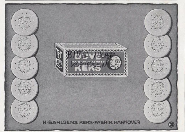 HANNOVER, WERBUNG 1915, H. Bahlsen Keks-Fabrik Duve-Keks EUR 14,99 ...