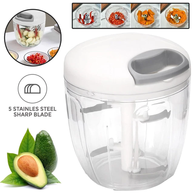 MANUAL FOOD CHOPPER Pull Cord Vegetable Slicer Hand Blender Cutter ...