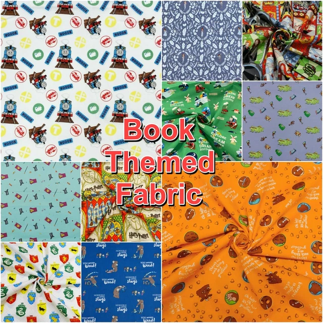 BOOK THEMED FABRIC Costume Thomas Gruffalo Roald Dahl Potter Patchwork ...
