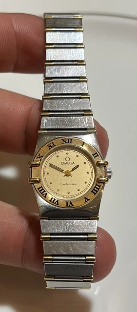 OMEGA CONSTELLATION CHAMPAGNE Dial Gold bar Two Tone 24mm Women's Watch ...