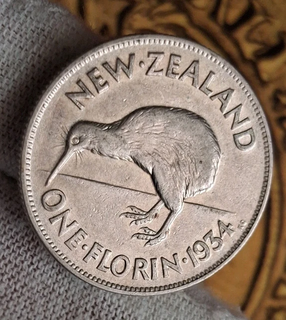 SILVER FLORIN TWO Shillings Coin 1934 New Zealand .500 Silver 2 ...