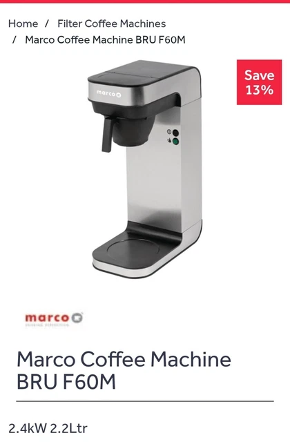 MARCO BRU F60M 2.2Ltr Auto Fill Filter Coffee Brewer Machine New £265. ...