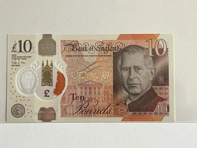 KING CHARLES III £10 Ten Pound Bank Note FIRST RUN numbered HB01 001800 ...