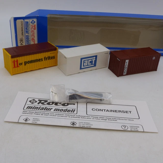 ROCO 1:87 NR.: 1804 Container-Set - 3 Stück 20ft. Container, in OVP ...