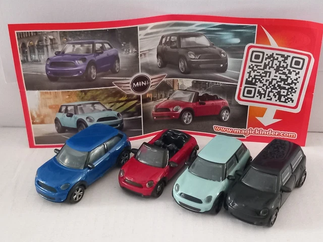 KINDER FERRERO SURPRISE COMPLETE SET MINI COOPER SCALE MODEL 4x FIGURES ...
