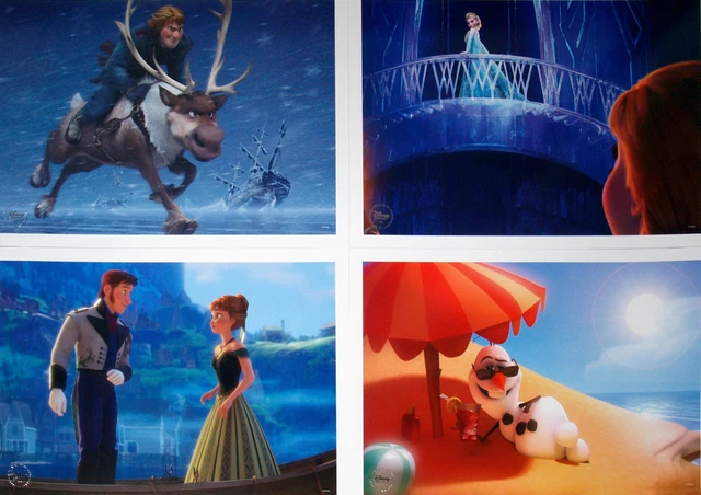 DISNEY PIXAR FROZEN Limited Edition set of 4 LITHOGRAPH Anna Elsa Olaf ...
