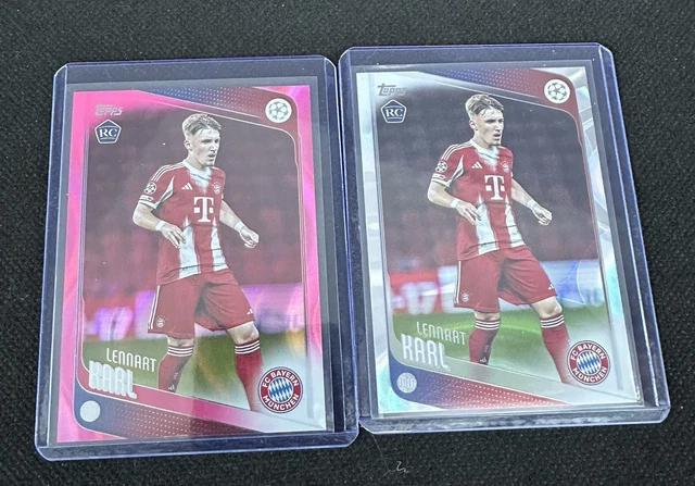 2025-26 TOPPS UEFA Lennart Karl 2 Rc Lot Pink Raindrops SP 187 $166.03 ...