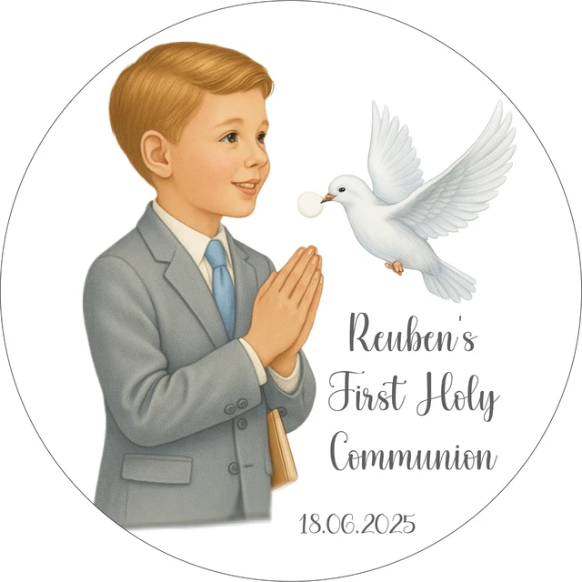 FIRST HOLY COMMUNION, Edible Icing Cake Topper Round 7.5" £6.49 ...