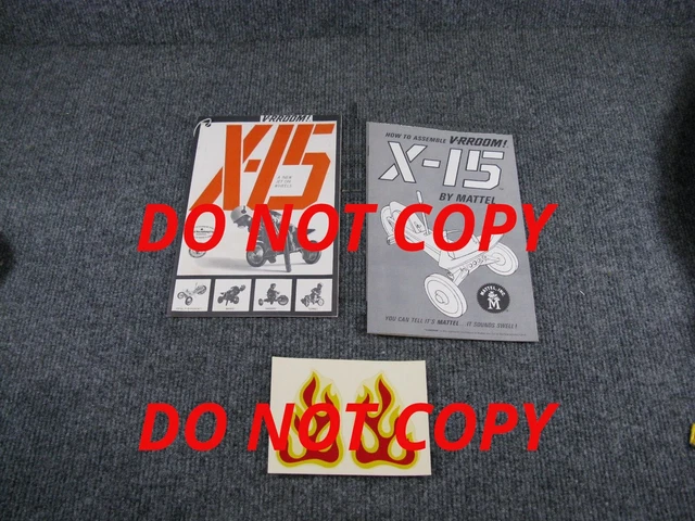 MATTEL V-RROOM X15 Assembly Booklet, Hang Tag, Decal $75.00 - PicClick