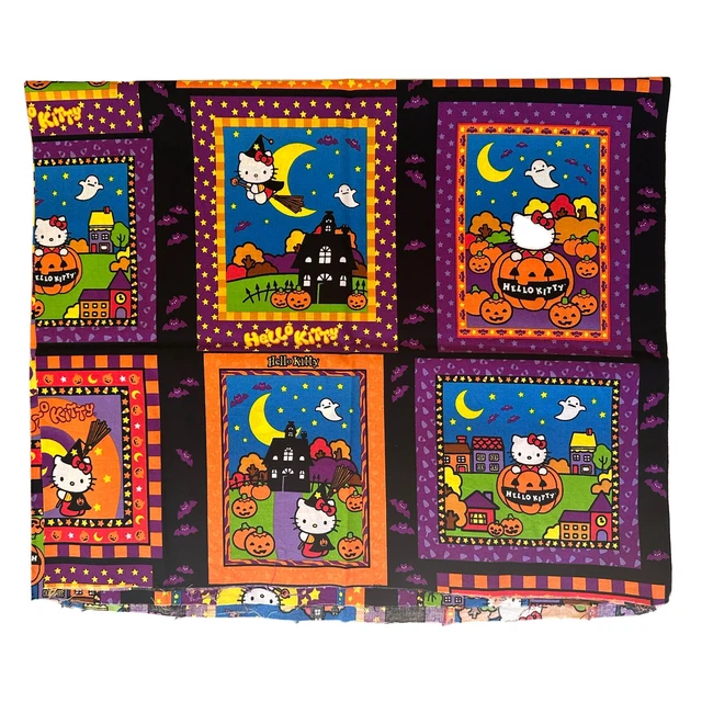 RARE VINTAGE SANRIO David Textiles Hello Kitty Halloween Fabric 1 Yard ...