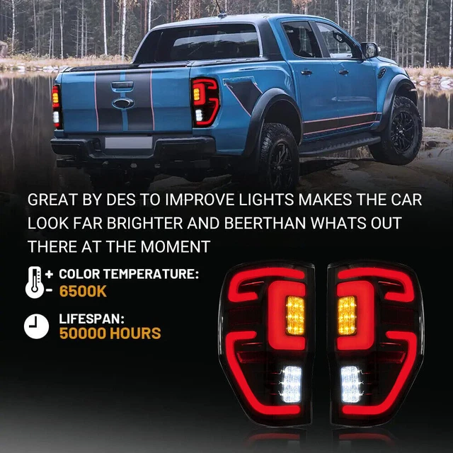 FOR FORD RANGER T6 T7 T8 LED Tail Lights Brake Stop Fog Light PX ...