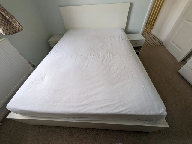 IKEA MALM STANDARD Double bed frame with Sealy posturopedic mattress £ ...