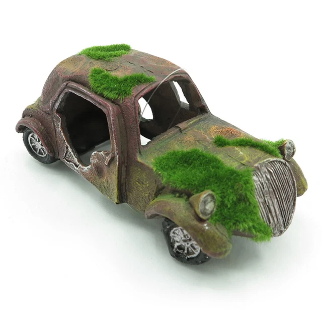 FISH TANK LANDSCAPING Resin Moss Retro Car Aquarium Underwater Decor ...