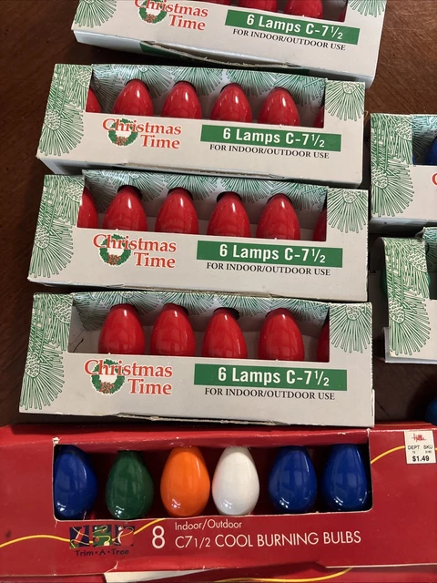 VINTAGE C-7 1/2 Christmas Light Replacement Bulbs NIP Lot $12.29 ...
