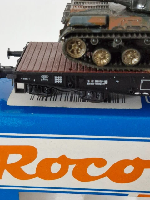 ROCO 46381 SPUR H0 SNCF Schwerlastwagen mit Panzer Epoche IV ,OVP EUR 25,49 - PicClick DE