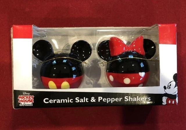 DISNEY MICKEY MOUSE And Minnie Ceramic Salt And Pepper Shakers £11.20 ...